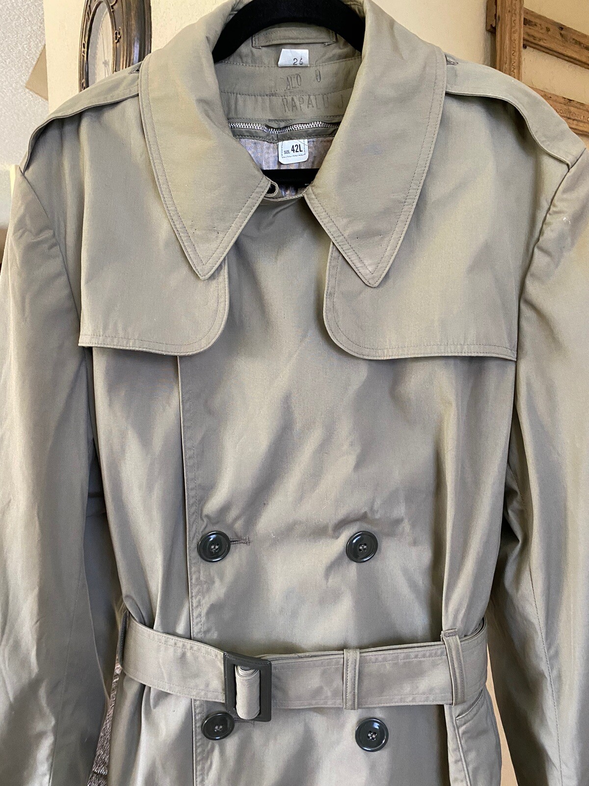 USMC All Weather Coat Long Trench Military Issue Mens 42L Large Green ...