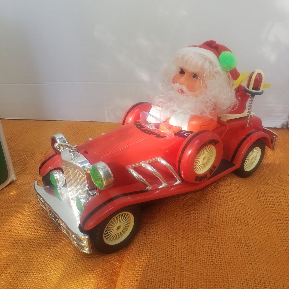 SANTA CLAUS 1984 OLD STYLE CARTOON CAR BUMP N GO FLashing Lights Works ...