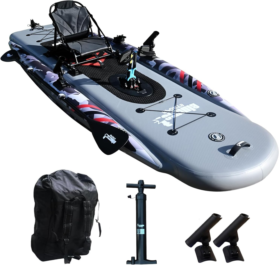 Inflatable Fishing Kayak for Adults - 1 Person, Pedal Drive, Folding ...