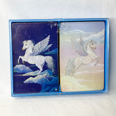Vintage Unicorn Hallmark Playing Cards Double Deck with Case Enchanted ...