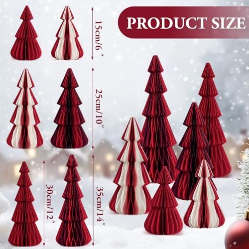 SUNBEAUTY 6 Pcs Paper Christmas Tree Christmas Tree Centerpiece,3D Red ...