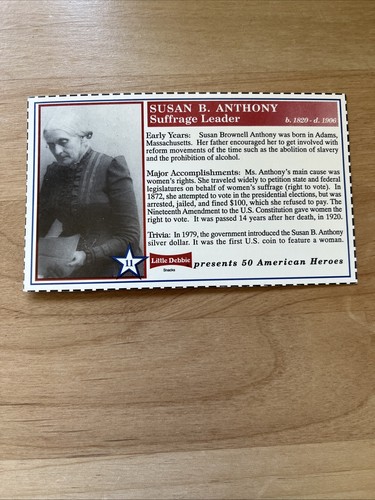 1990s Little Debbie 50 American Heroes Susan B Anthony #11 | eBay