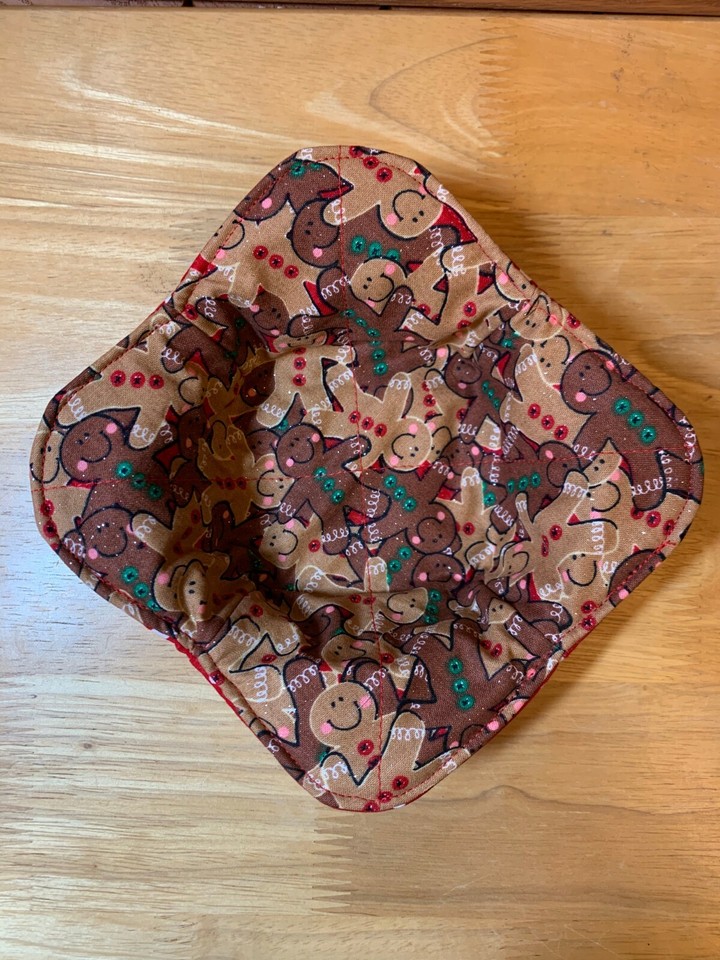 Handmade Quilted Glitter Gingerbread Man Toss Reversible Microwave Bowl ...