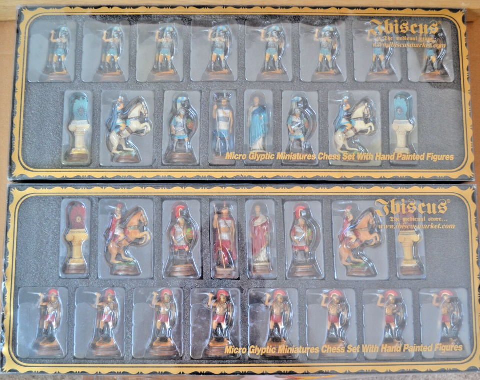 Ibiscus Hand Painted Ancient Greek Chess Set. New & Boxed, c/w Marble ...