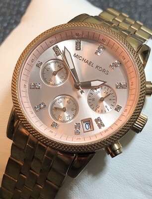 Michael Kors Women's Watch MK6077 Ritz Chronograph 36mm Rose Gold ...