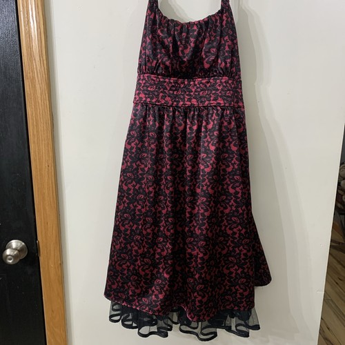 VTG Y2k Fashion Bug Hot Pink Black Floral Babydoll Dress Sz 26 ...