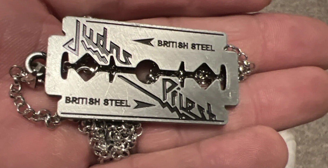 [NEW] Judas Priest Silver Color British Steel Necklace and Razor Blade ...