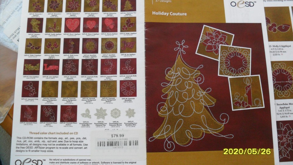 OESD Machine Embroidery Design CD Holiday Couture #12471 37 Designs | eBay