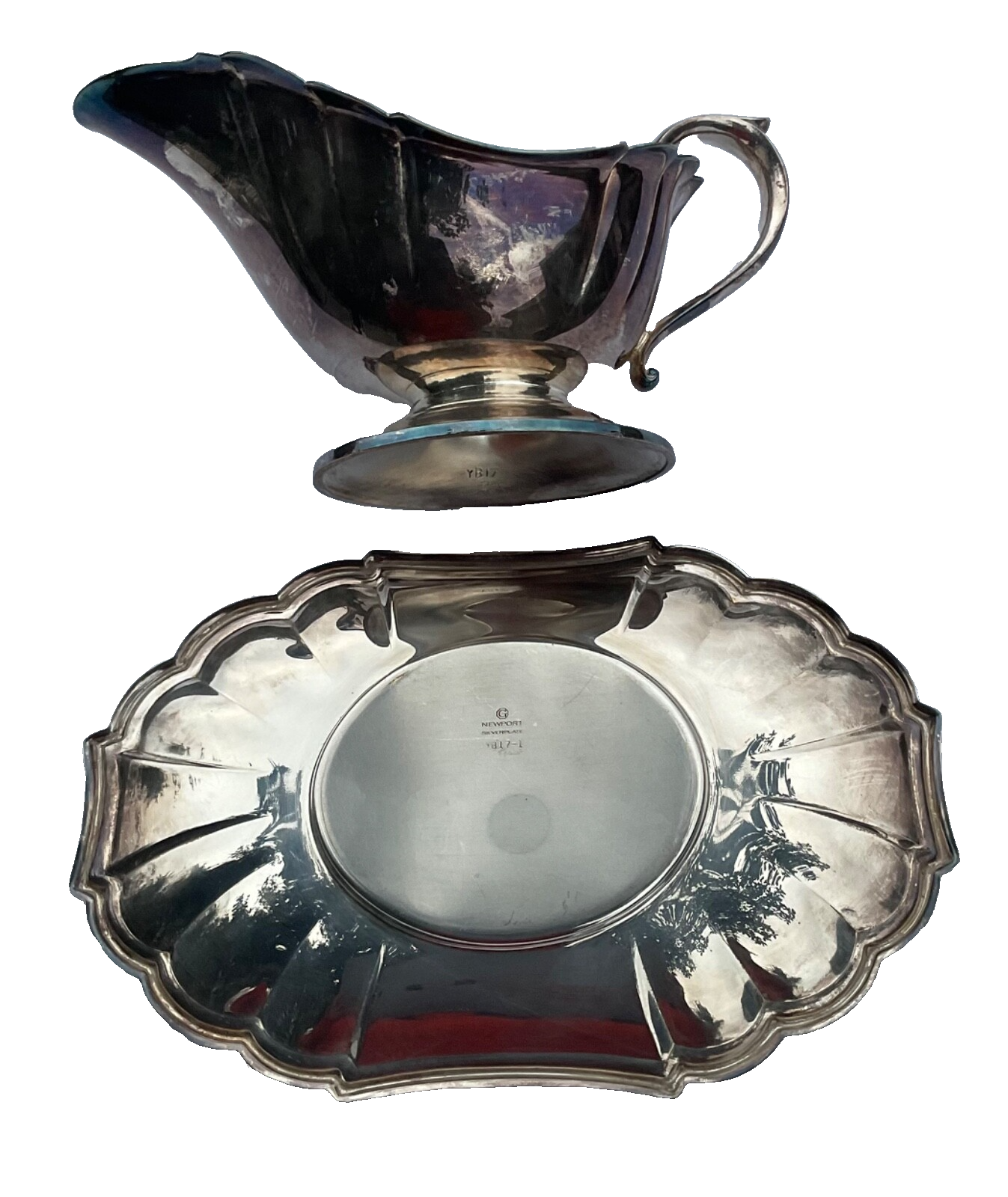 GORHAM NEWPORT Gravy Boat + Under-plate 2-piece Set Silver Plate YB 17 ...