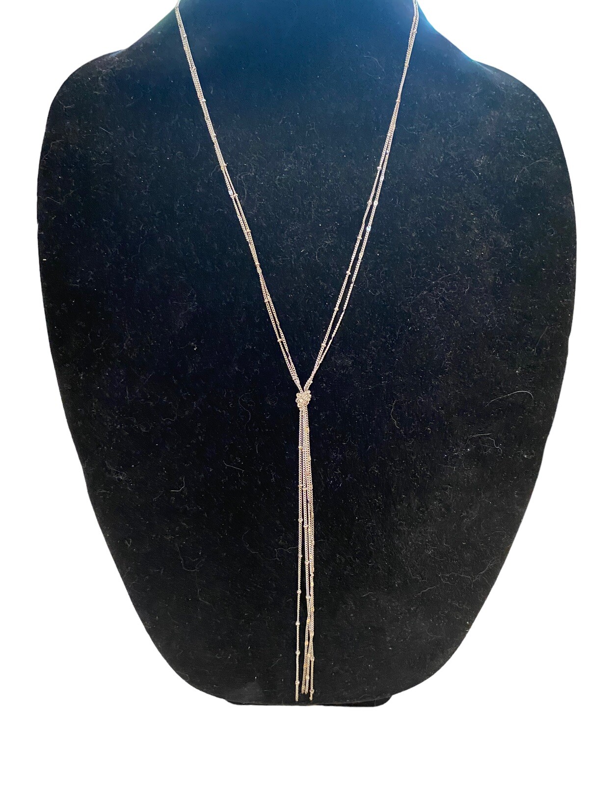 Double chain silver knotted drop necklace | eBay