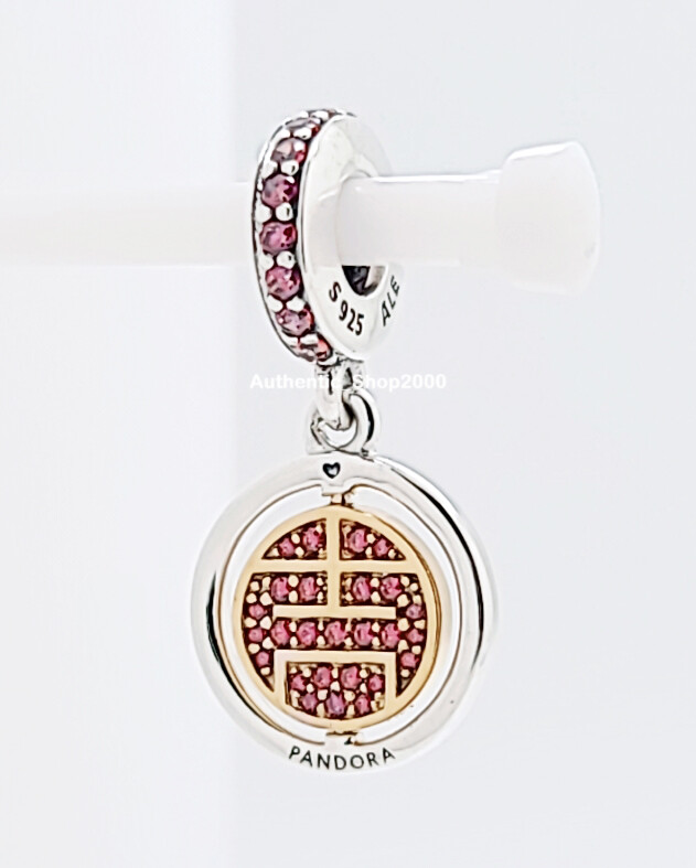 New PANDORA 18k Gold P Red Gems Spinning Lucky Character Gift Charm ...