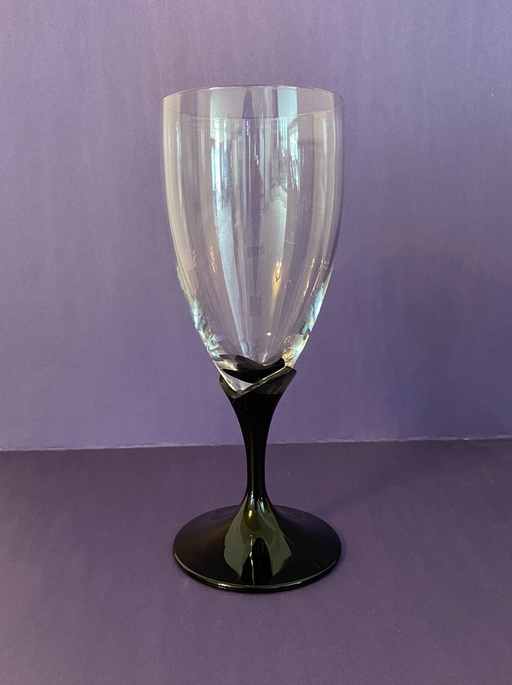 Rare Mikasa Alexandra Vintage Black Glass Water Goblet Tulip Stemware ...