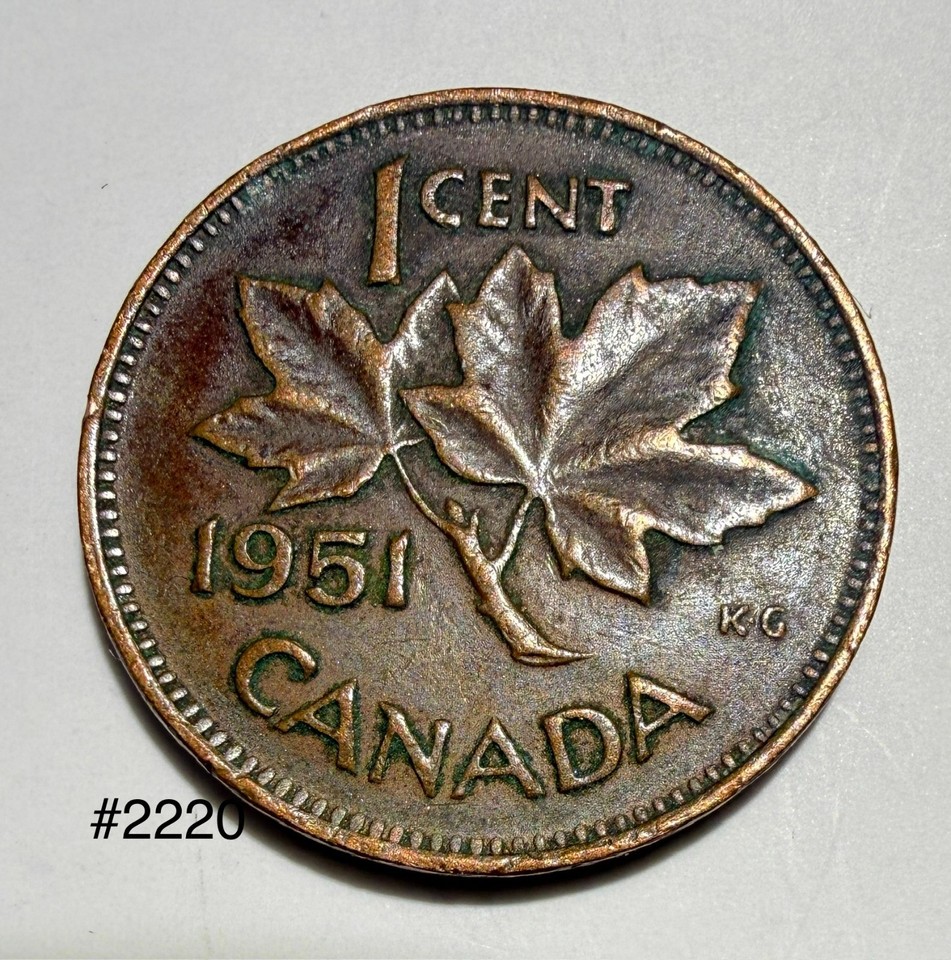 1951 Canada Small Cent • Maple Leaf Reverse • Vintage Copper Canadian ...