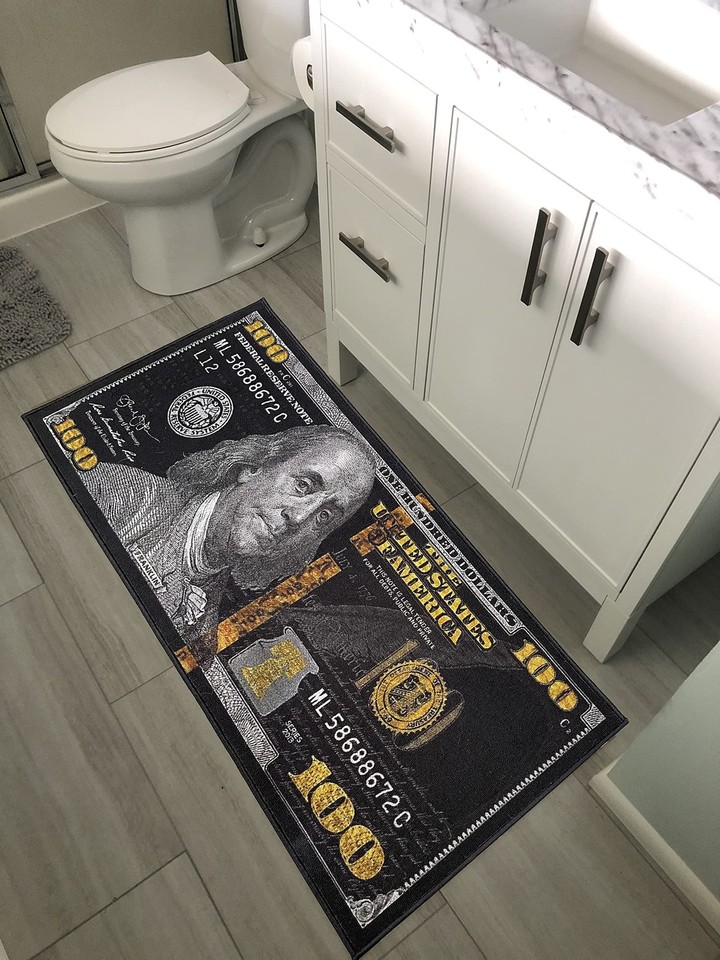 Black Money Rugs 100 Dollar Bill Area Rug Door Mat Runner for Living ...