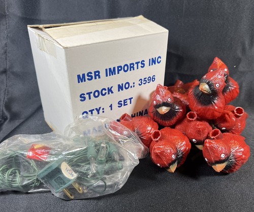 VTG NOS Set of 10 Christmas Cardinal Blow Mold String Lights Decor ...