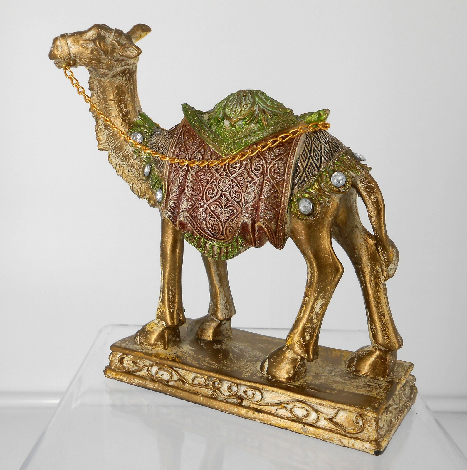 Bronze, Green & light burgundy resin Camel Figurine / Home Decorative ...