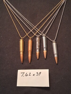 100 bullet necklaces on ball chains 7.62x39 caliber you get FIVE colors ...