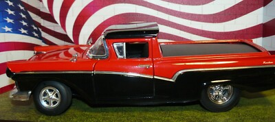 1/18, ( IB ) Custom made 1957 Ford Ranchero , gasser black and red , no ...