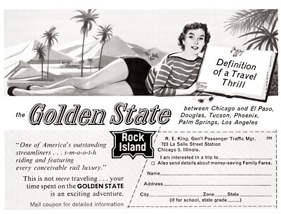 The Golden State - Rock Island Railroad Original Print Advertisement (6 ...