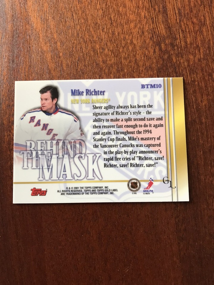 2000-01 Topps Gold Label Behind the Mask Mike Richter #BTM10 | eBay