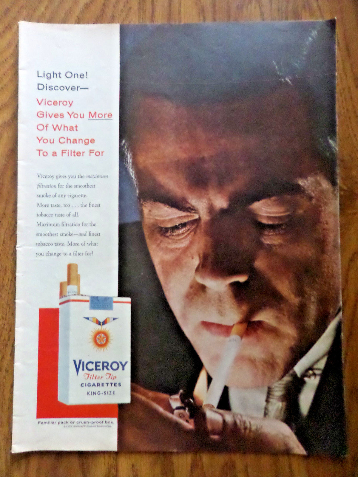 1958 Viceroy Cigarette Ad Light One | eBay