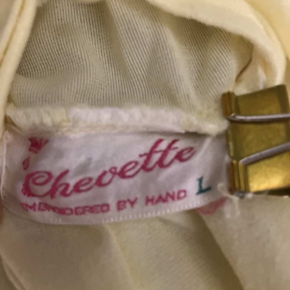 Vintage Chevette Hand Embroidered Yellow Nightgown Gown Ladies Size ...