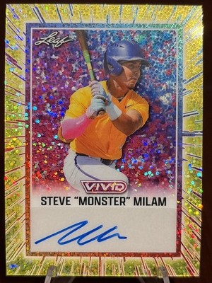 2025 Leaf Vivid Baseball Steve “Monster” Milam Base Yellow Parallel SP ...