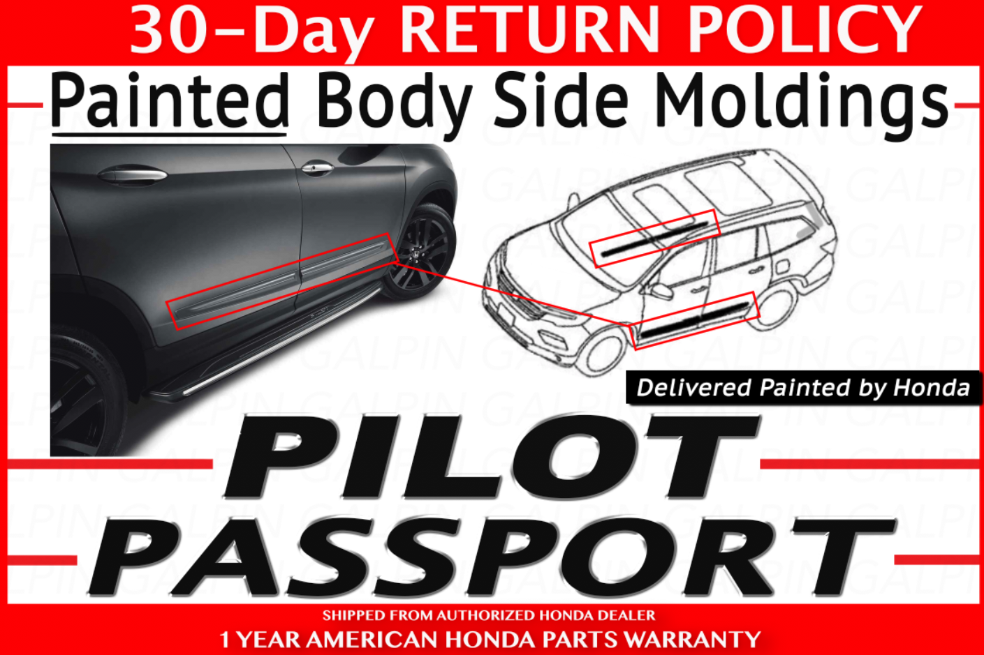 Genuine Honda Pilot Passport Painted Body Side Molding 2016 - 2020 TG7 ...
