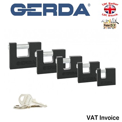 Gerda Black Cast Iron Padlock Security Straight Shackle 3 Keys 50-90 mm ...