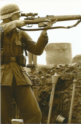 WW II German Photo -- Soldier With Sniper Rifle | eBay UK
