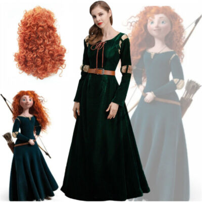 Movie Brave Merida Princess Costume Adult Dress Film Garment Cosplay ...