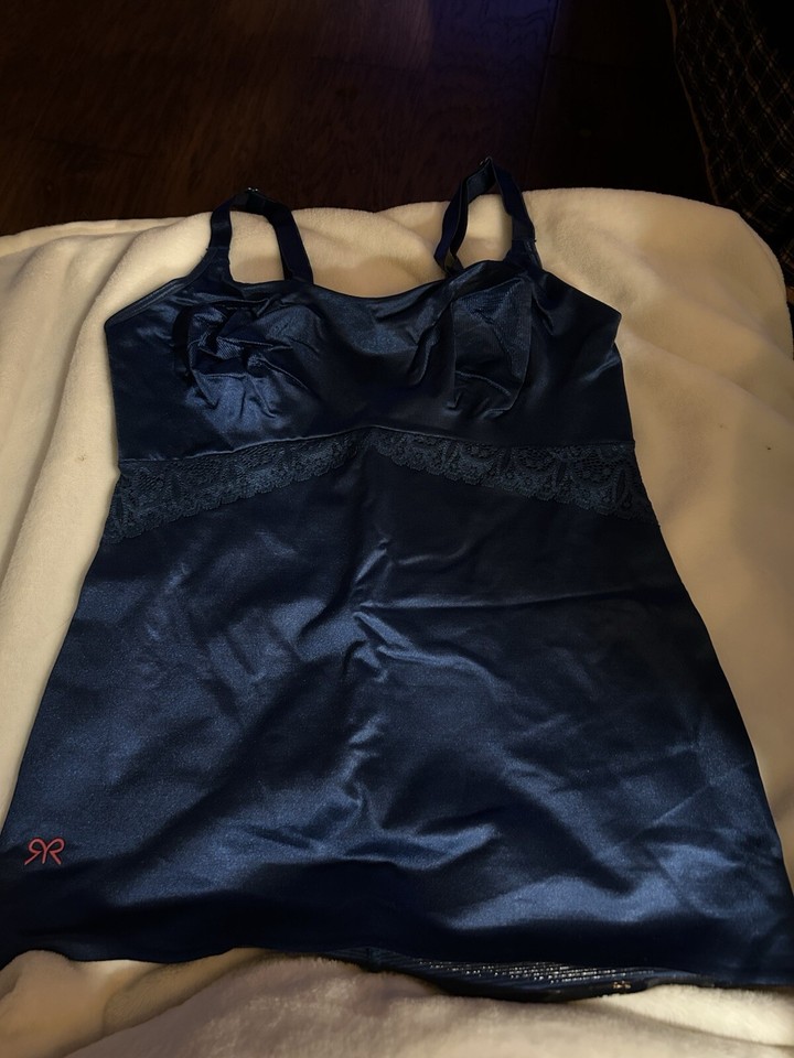 Ruby Ribbon Lace Trim Full Support Cami Tank In Midnight Teal Navy Size ...