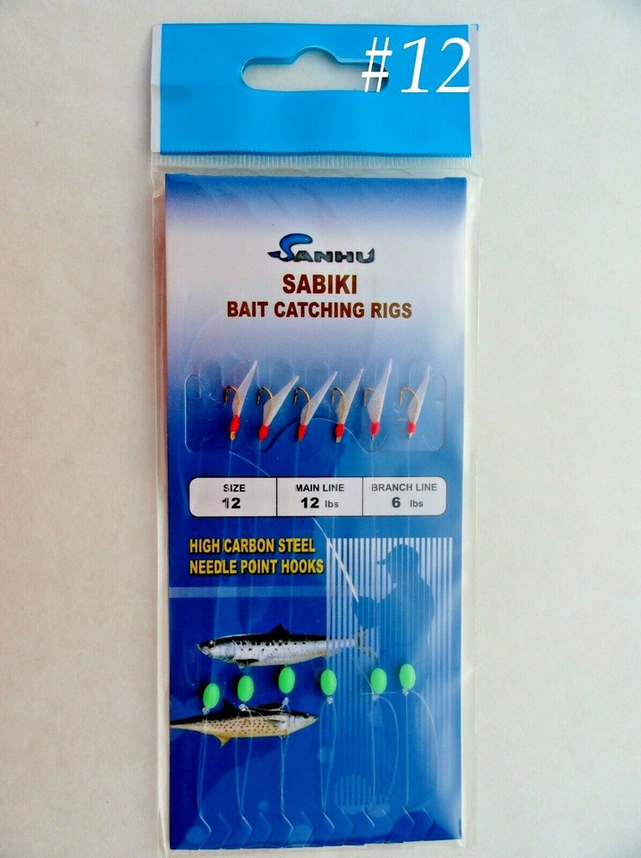 Sabiki Bait Rigs 6 Hooks With Fish Skin Size:2,4,6,8,10,12,14. | eBay