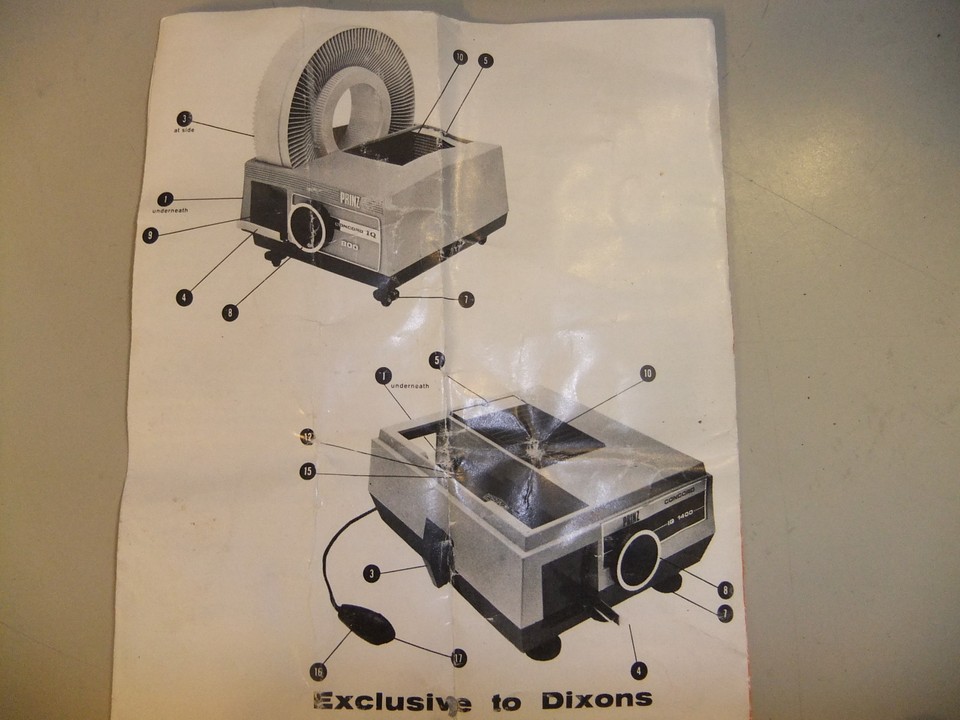 Instructions slide projector PRINZ CONCORD IQ 800 900 1400 1800 2000 ...