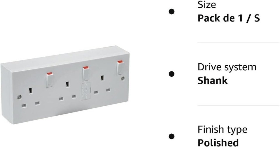 Triple Switched Socket 3 Gang Treble Wall Plug with Surface Back Box ...