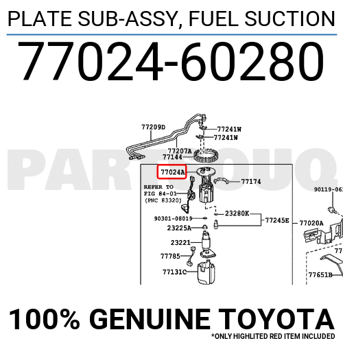 7702460280 Genuine Toyota PLATE SUB-ASSY, FUEL SUCTION 77024-60280 | eBay