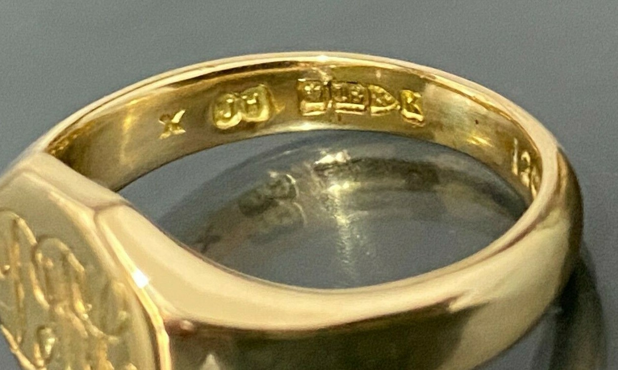 18K Yellow Gold "DRC" Initial Signet Ring Size R 1/2 - 8 7/8 | eBay