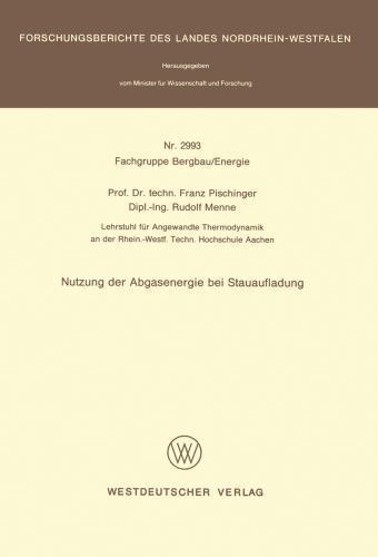 Forschungsberichte Des Landes Nordrhein-Westfalen Ser.: Nutzung der ...