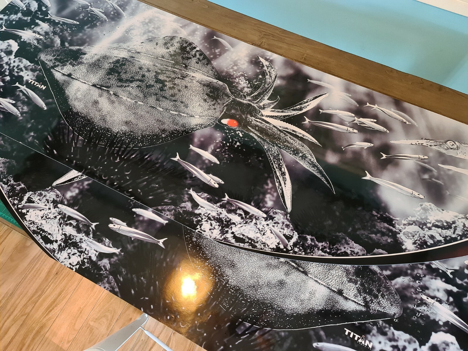 Boat Wrap - Squid - Calamari Squid -BlackWhite - Half Wrap 660mm x ...