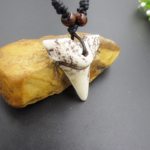 Blessing Lucky Imitation Yak Bone Necklace Jewelry Amulet Shark Tooth ...