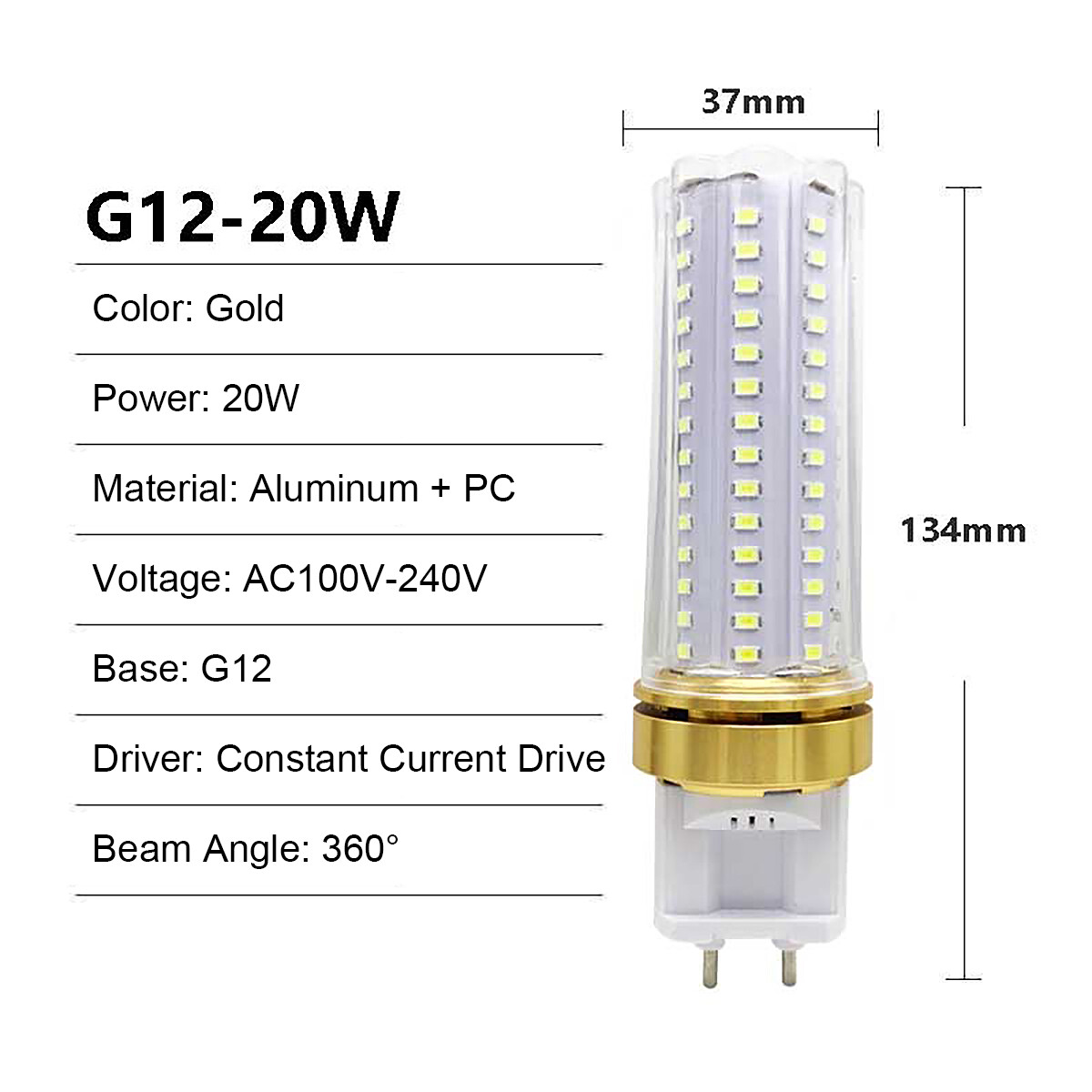 1X 10X G12 LED Corn Light Bulbs Bulb 220V 10W 20W 3000K 4500K 6000K ...