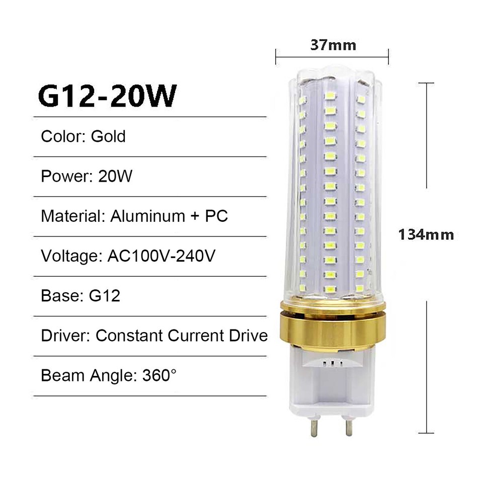 1X 10X G12 LED Corn Light Bulbs Bulb 220V 10W 20W 3000K 4500K 6000K ...