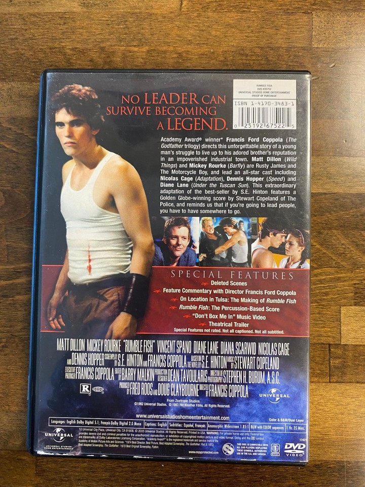 Rumble Fish (DVD, 2005, Special Edition) 25192675225| eBay