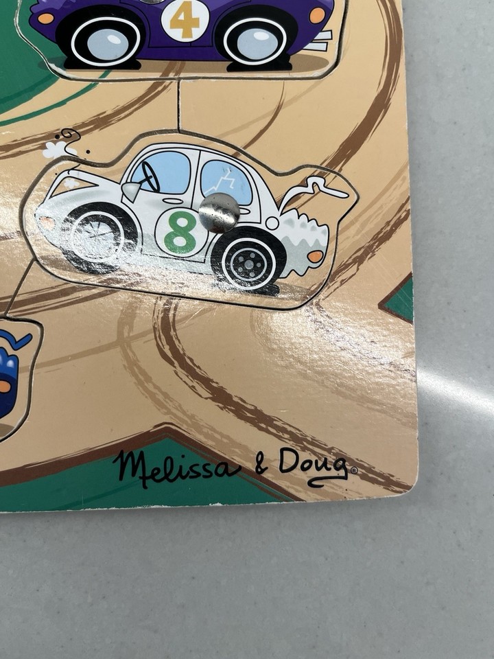 Melissa And Doug Magnetic Wooden Puzzle Cars But Tow Truck Missing | eBay