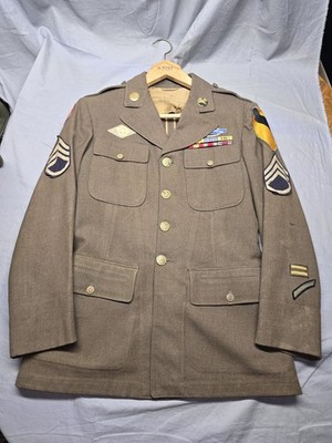WWII US Army Staff Sergeant Uniform Jacket CIB 1st Cavalry Patch AAF ...