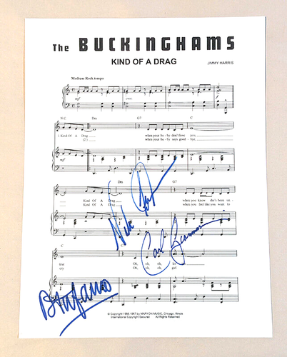THE BUCKINGHAMS Signed SHEET MUSIC (page) Dennis Tufano CARL G Nick ...