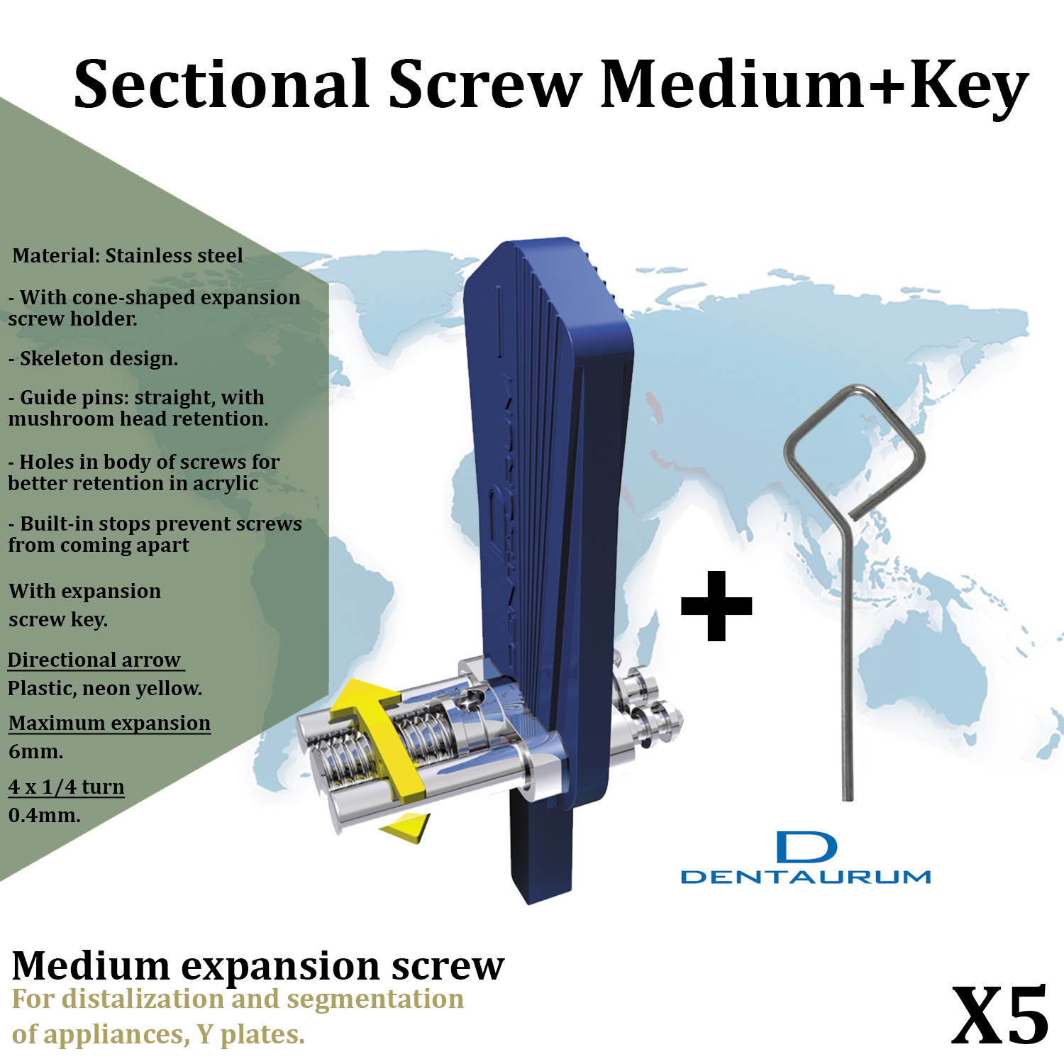 5x Dental Dentaurum Orthodontic Sectional Expansion Medium Screw Y ...