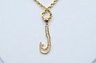 14k Gold Fish Hook Pendant And 14k Gold Rope Chain. | eBay