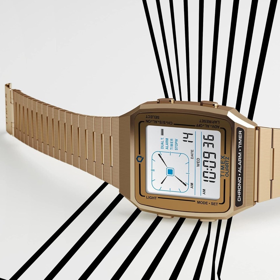 [Timex] Watch Q Timex Reissue Digital LCA 32.5mm TW2U72500 Gold | eBay