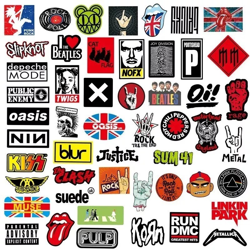 100 Pcs Rock Band Stickers Lot Punk Music Heavy Metal Bands Sticker ...